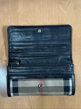 Burberry | Bags | Burberry Nova Check Continental Wallet Black Leather ...